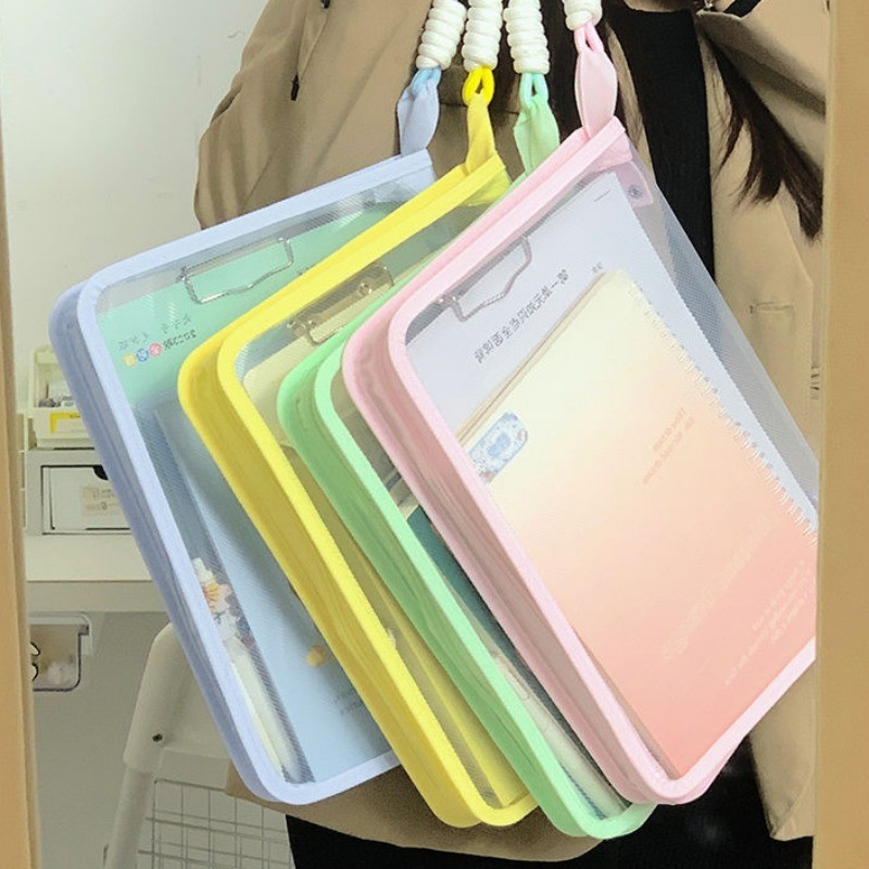 Student Handheld Transparent Nylon Mesh Folders Zipper Style Large Open ...