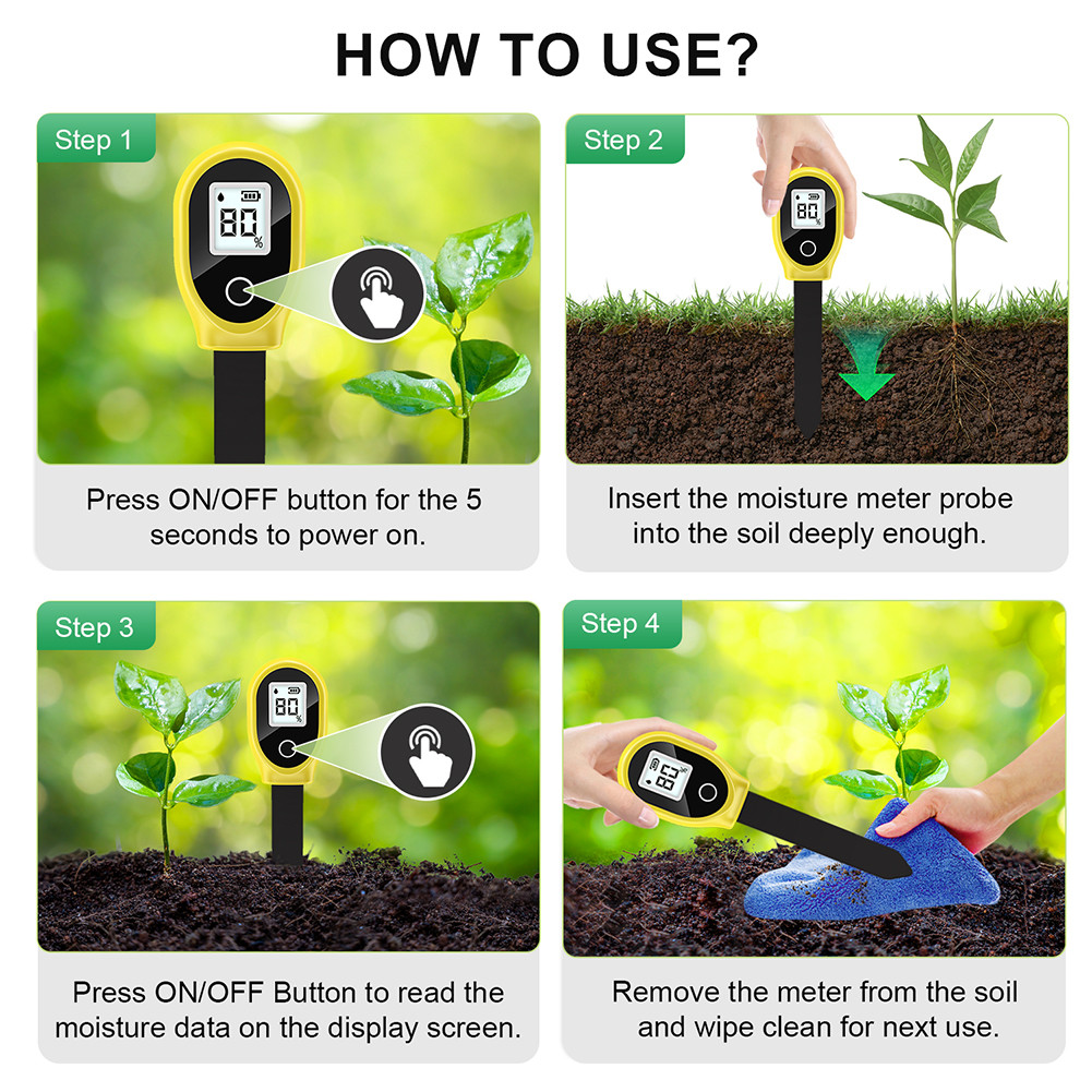 Soil Moisture Meter Digital LCD Plant Water Monitor for Indoor ...
