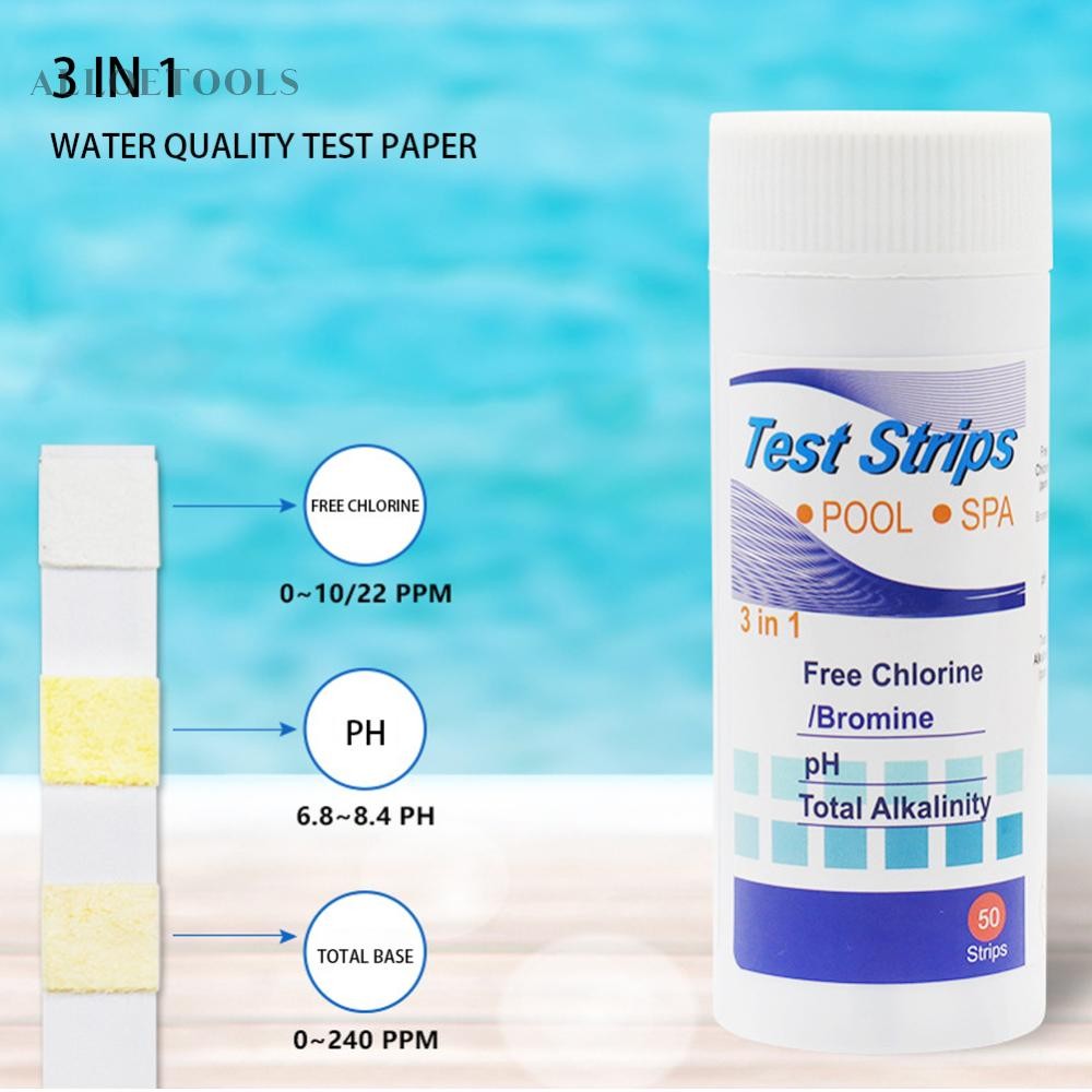 50pcs 3-in-1 Test Strips Pool Residual Chlorine PH Value Alkalinity ...