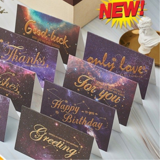 JOY Greeting Card Writing Message Blessing Gold Bronzing Best Wishes ...