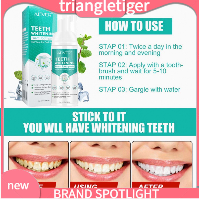 ALIVER Teeth Whitening Toothpaste, Hunmui Toothpaste Cleansing Mousse ...