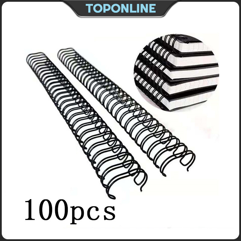 100pcs Double Loop Metal Wire A4 Size 7.9cm 3:1 Pitch 60 Sheet Capacity 34 Holes Double Loop ...