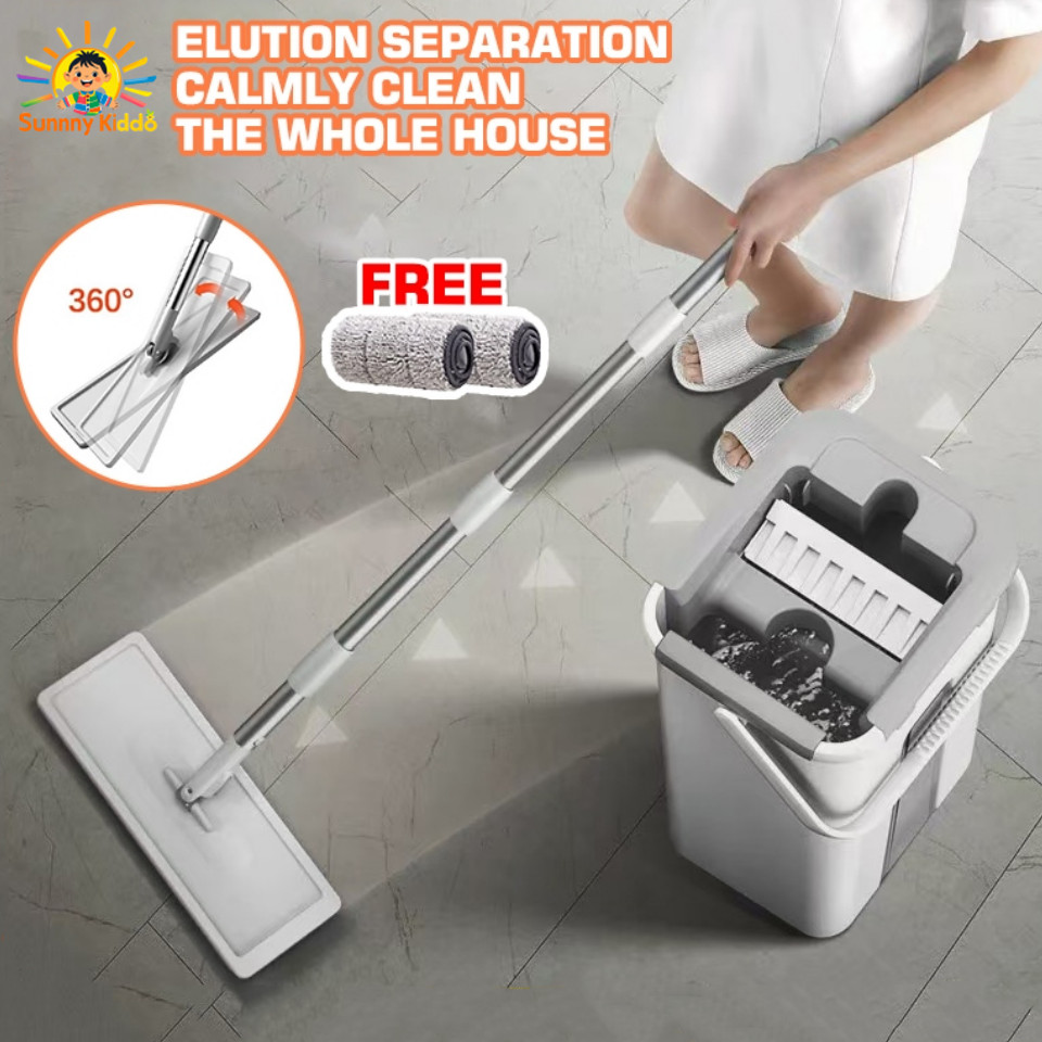 Mop With Bucket 2in1 Self-Wash Squeeze Dry 360 Degree Spin Free Self ...
