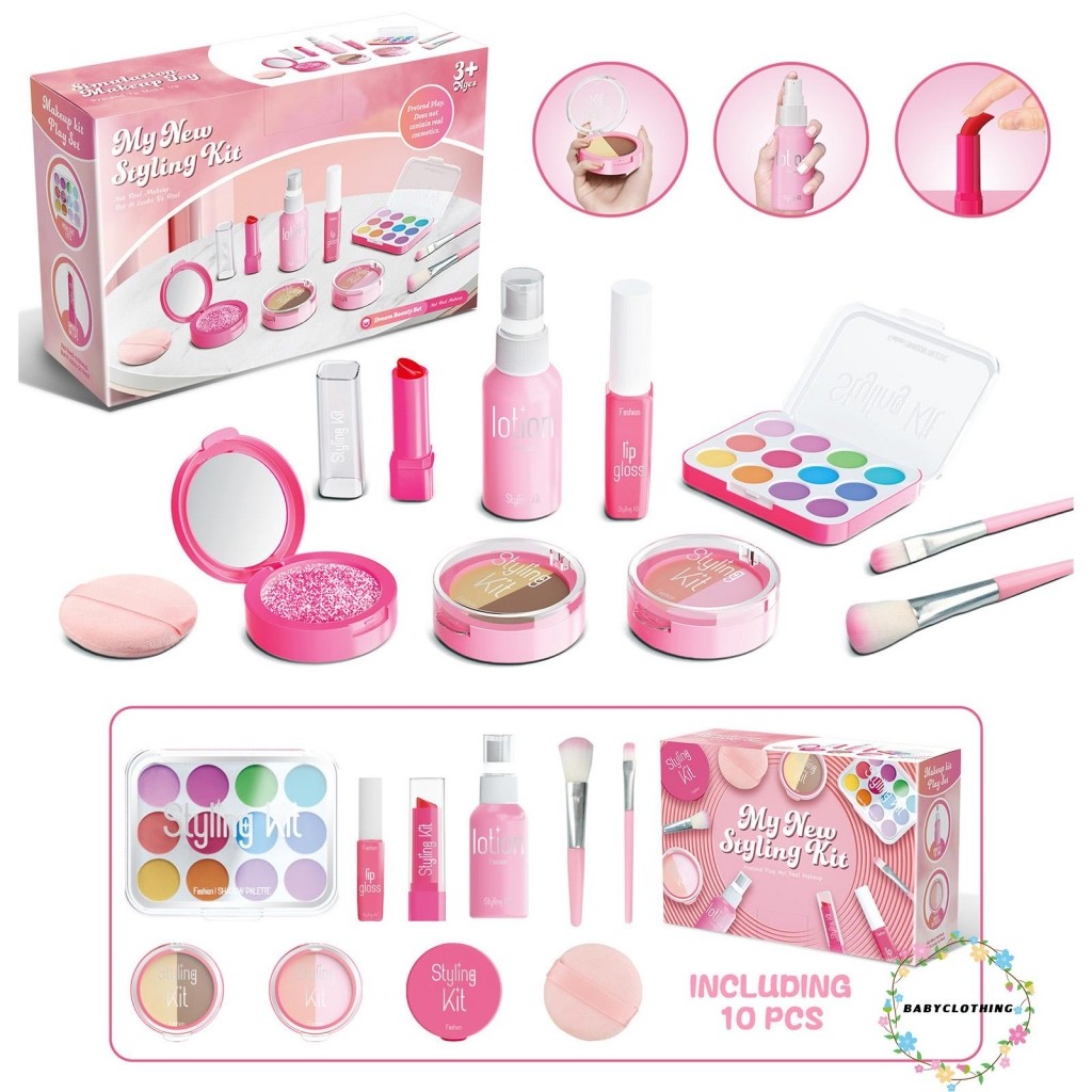 Babyclothes-Kids Makeup Kit 10PCs with Box Washable Make Up Toy ...