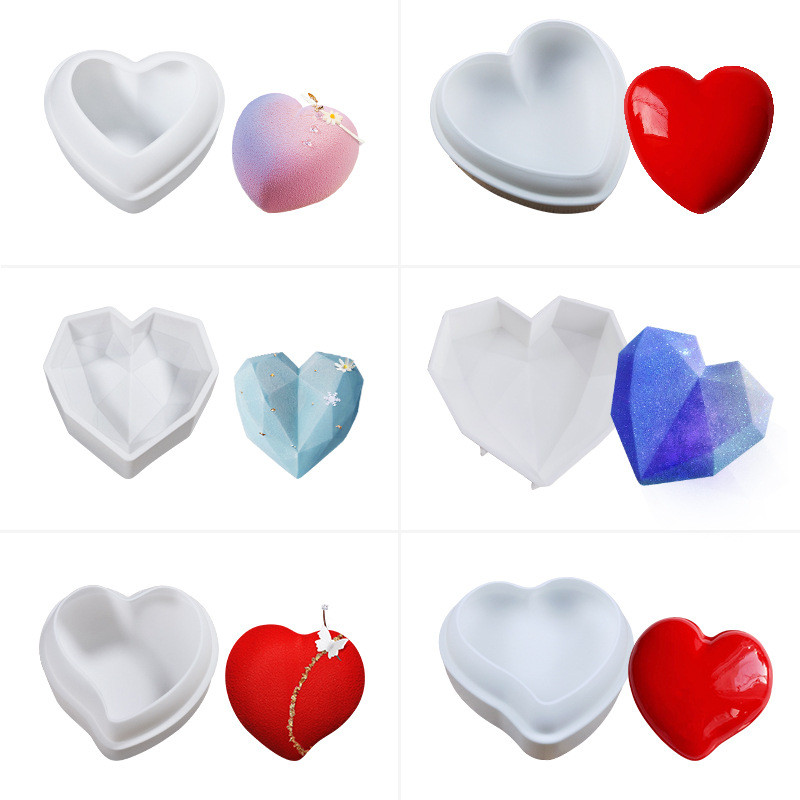 DIY Heart-Shaped French Mousse Cake Silicone Mold 4-Inch 6-Inch 8-Inch ...