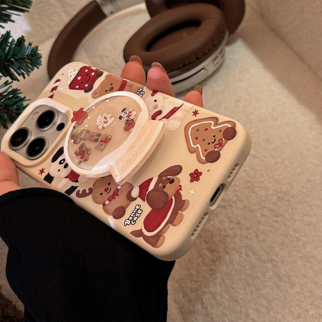 Christmas Crystal Ball Shaking Music Stand Phone Case Lanyard Shock ...