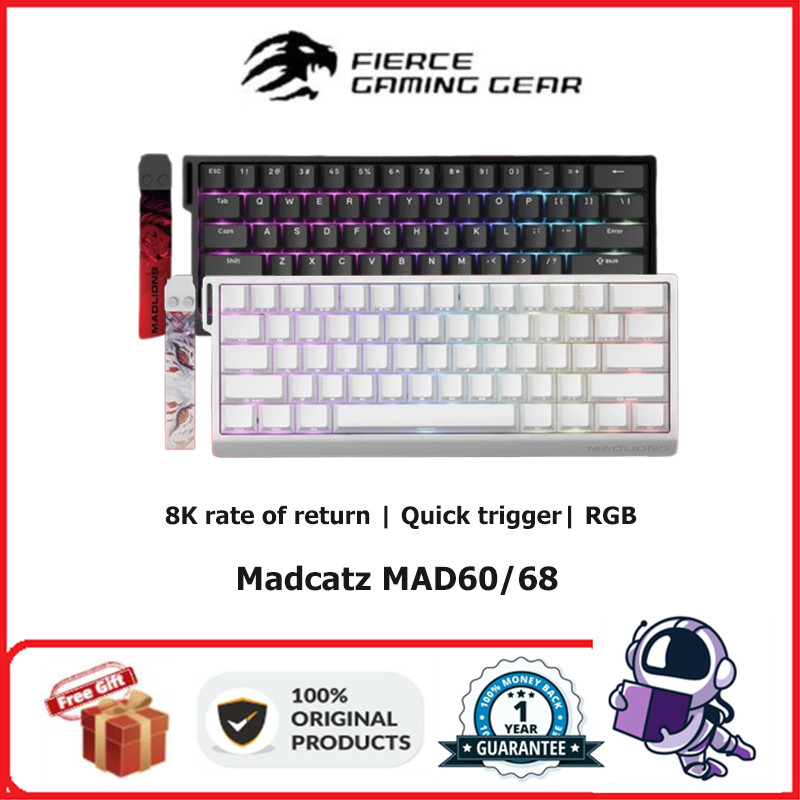 Madcatz MAD 60/68 HE Gaming Keyboard Low Latency Full Key Hot Swap 8K ...
