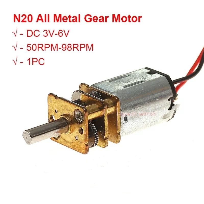 DC 3V-6V 100RPM Micro N20 Gear Motor Slow Speed Full Metal Gearbox ...