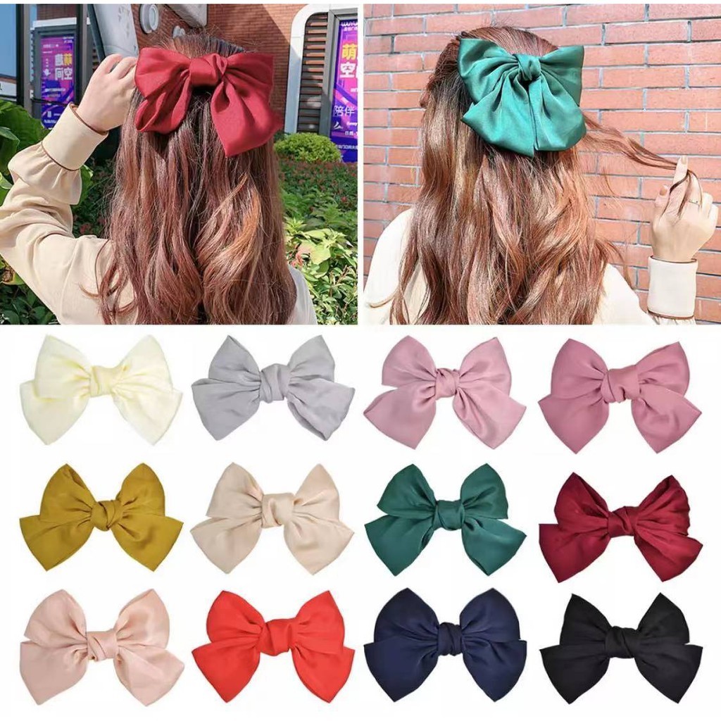 EMS EMS Korean Big Bow Hair Cord Hairpin cute style Female Hair Pin ...