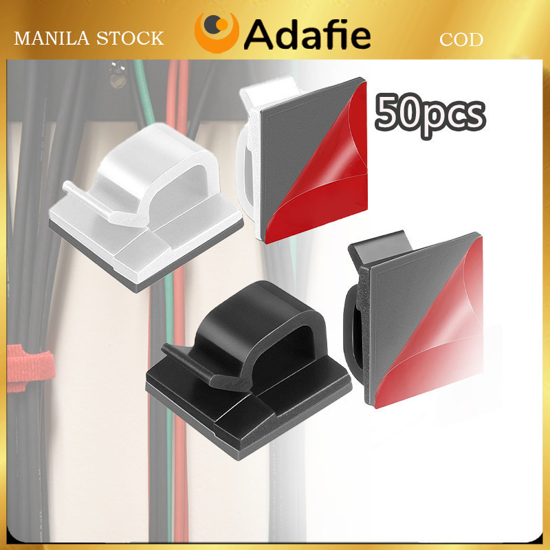 [Ada] 50pcs Self-adhesive Cable Management Clip Adjustable Cable ...