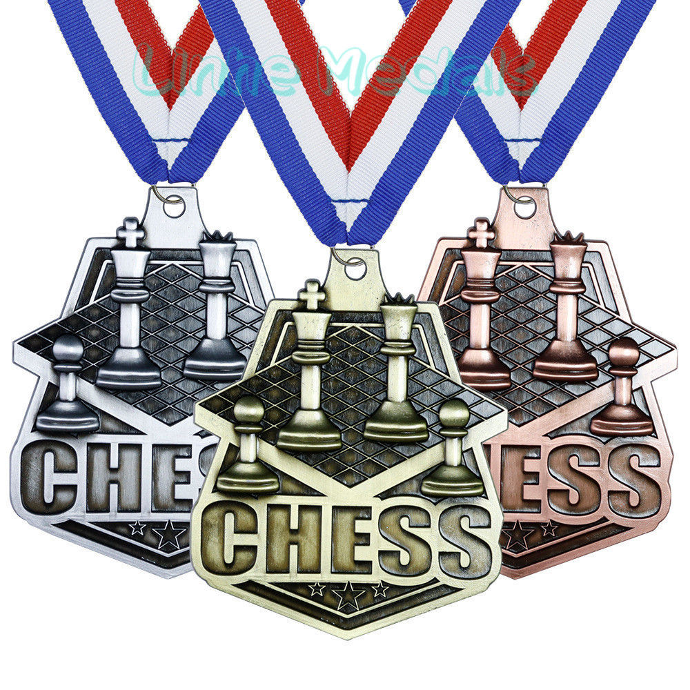 1Pc Zinc Alloy Gold Silver Bronze Chess Medal Customized Sports Medal ...