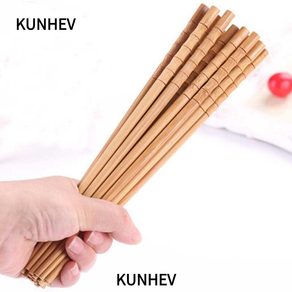 KUNHEV 3 Pair Wood Chopsticks Handmade Home & Kitchen Natural Bamboo ...