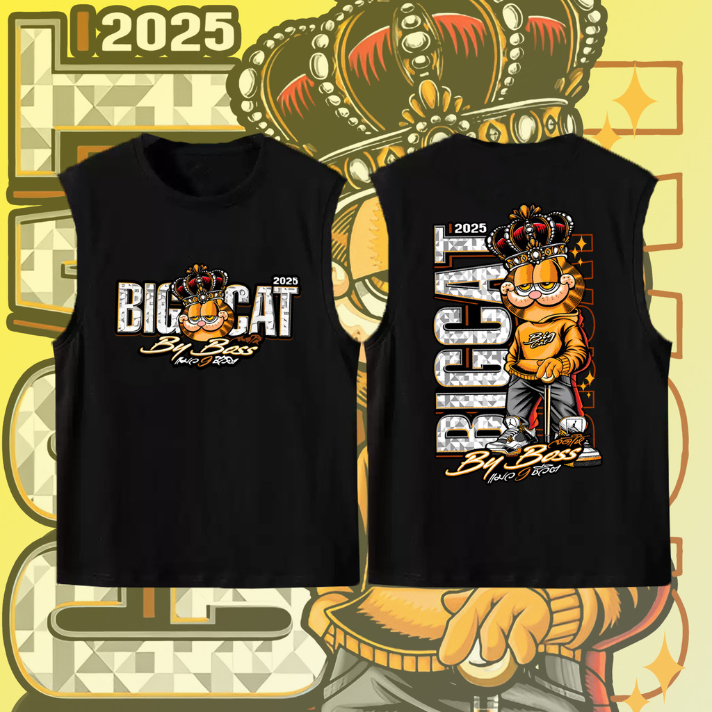 Men's Garfield Print Sleeveless Cotton Vest | Shopee Philippines