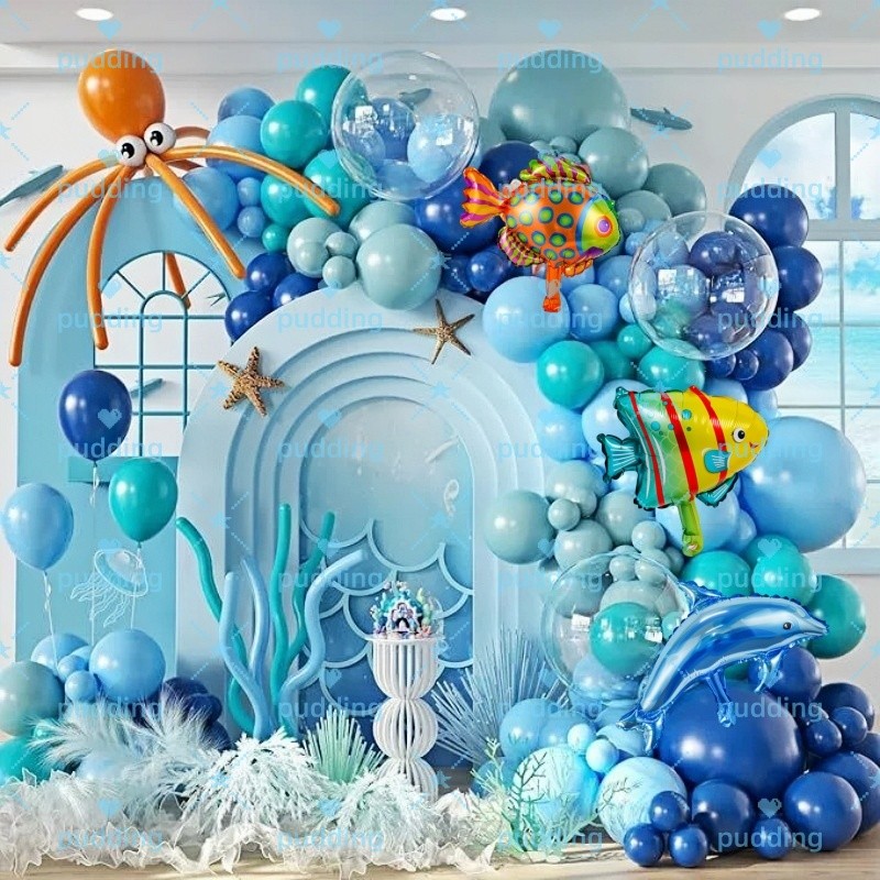 Ocean Theme Sea Animal Clownfish Dolphin Foil Balloon Arch Kit Birthday ...