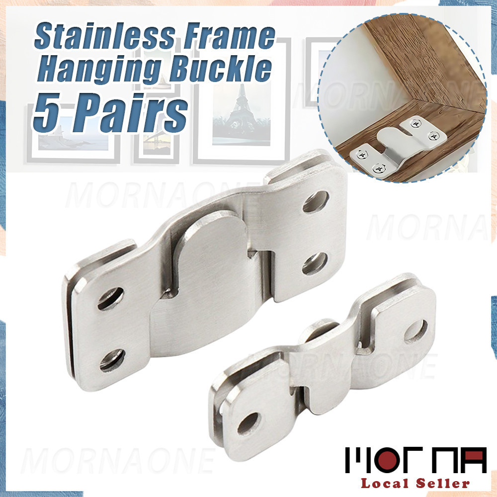 5-Pair Stainless Flush Mount Bracket Picture Frame Hanger Photo Hook ...