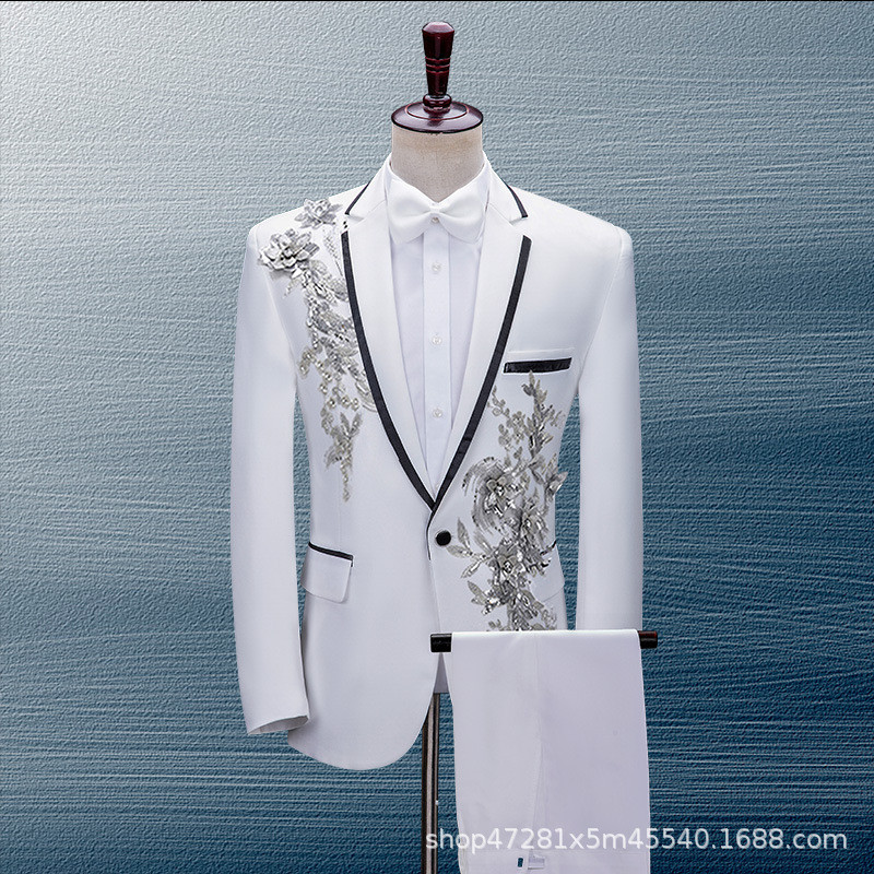 White Suit Coat Male Singer Host Men's Suit Wedding Suit Stage ...