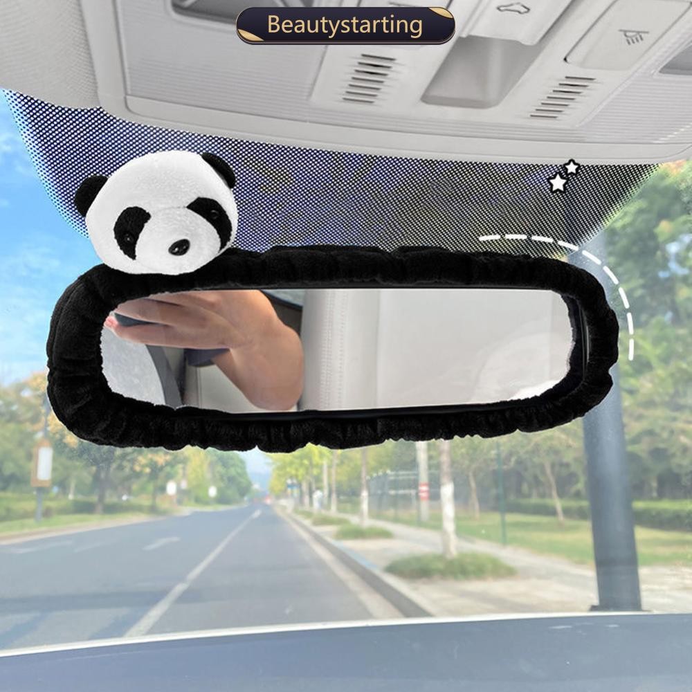 BEAUTYSTARTING Cute Car Interior Rearview Mirror Cover Plush Rabbit ...