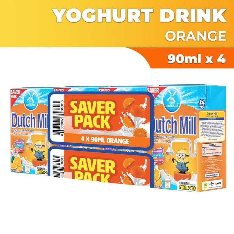 Dutch Mill UHT Yoghurt Drink Orange Saverspack 90ml x 4 brick | Shopee Philippines