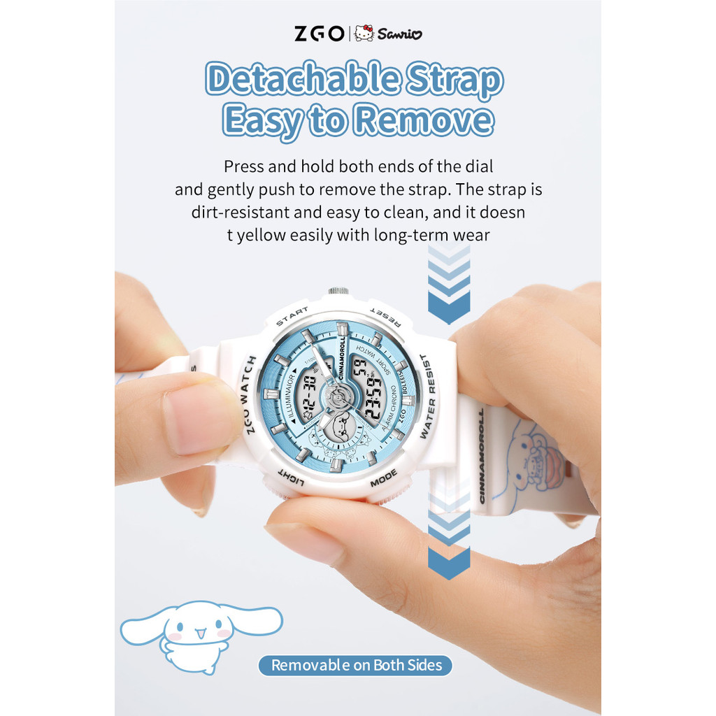 ZGO x Sanrio Cinnamoroll Watch For Kids Electronic Waterproof Students ...