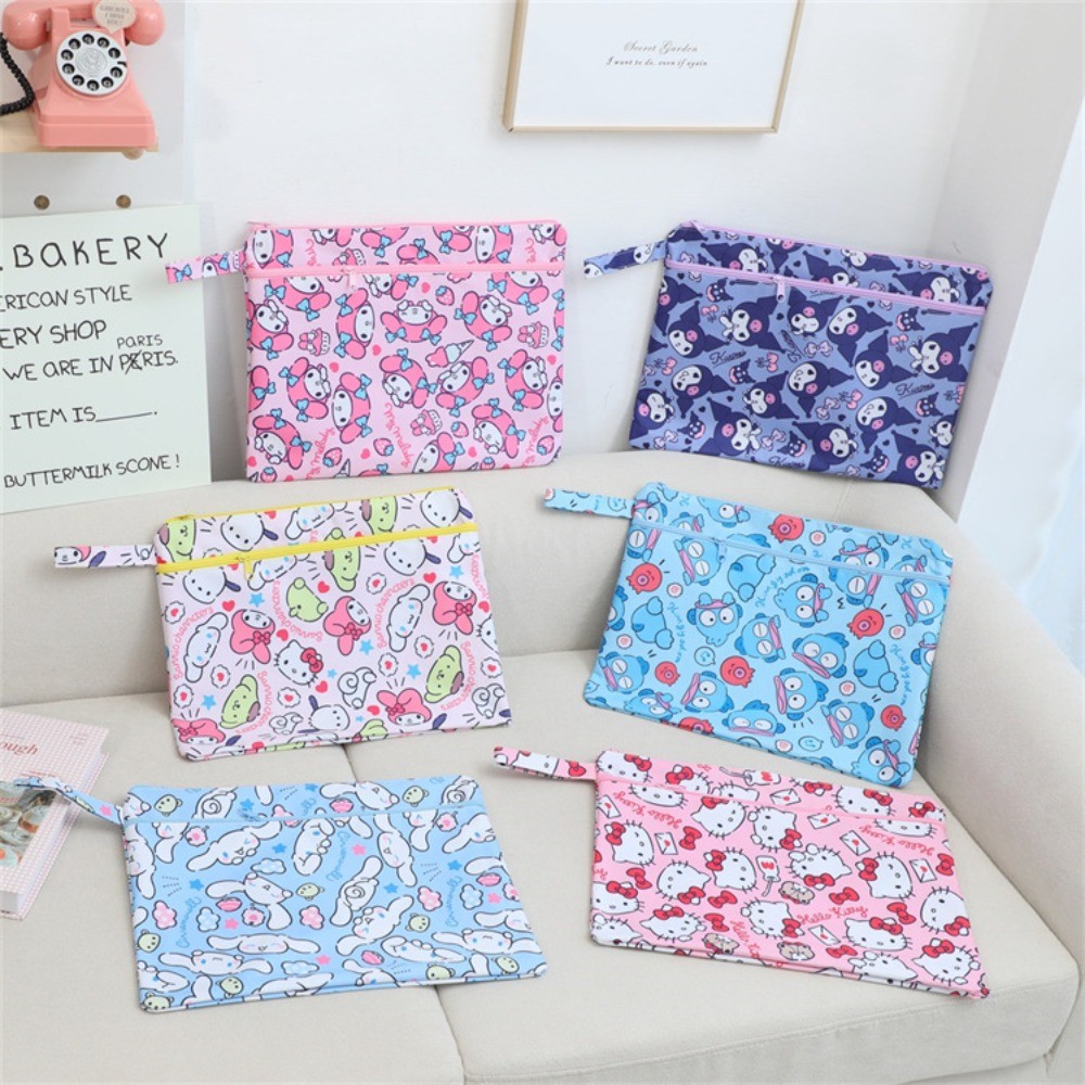 File Bag Cartoon Cute Double Layer A4 Portable Information Bag Sorting ...