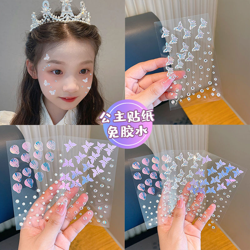 Little Girl Three-Dimensional Butterfly Face Sticker Diamond Concert ...