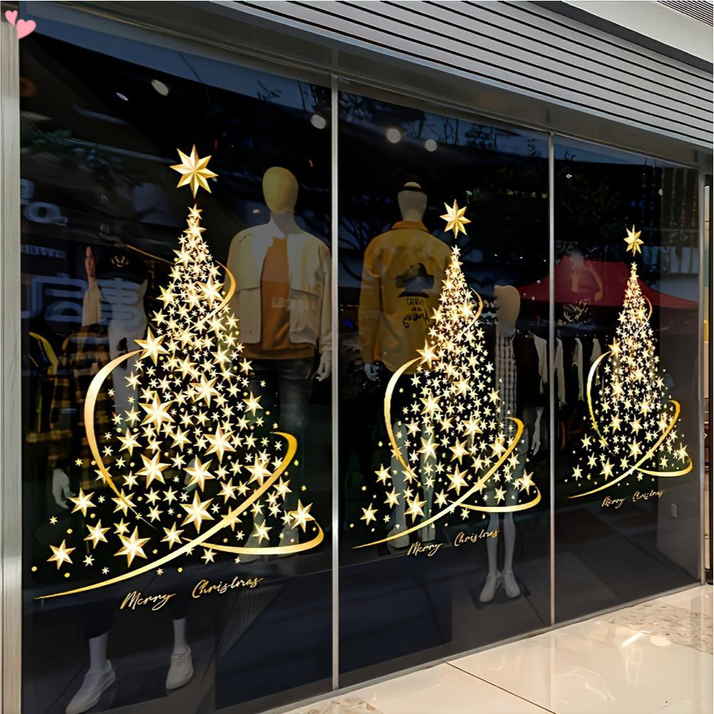 Christmas Tree Window Clings Stickers for Glass, Extra Large Golden ...
