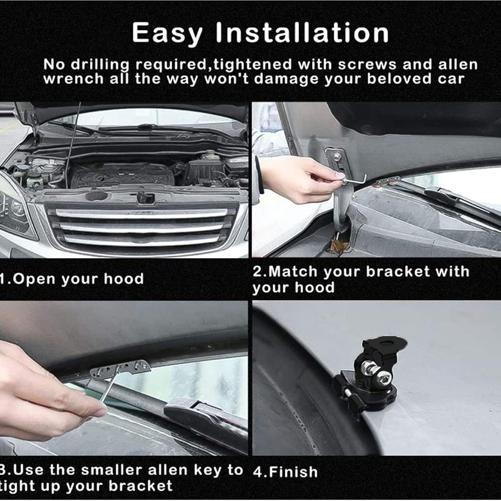 2 PCS car Light Bracket Holder Stainless Steel Universal Cars Auto Hood ...