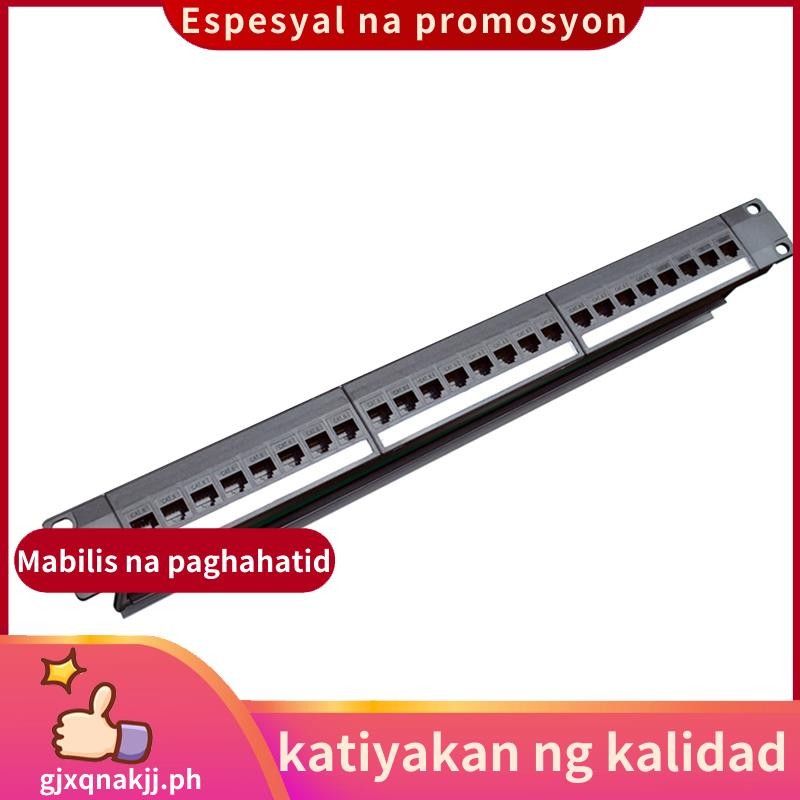 19Inch 1U Cabinet Rack Pass-Through 24 Port CAT6 Patch Panel RJ45 ...