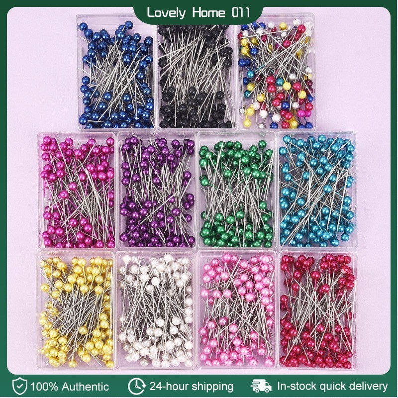 100Pcs 38cm Pearl Positioning Needles Head Stitch Straight Push Sewing ...