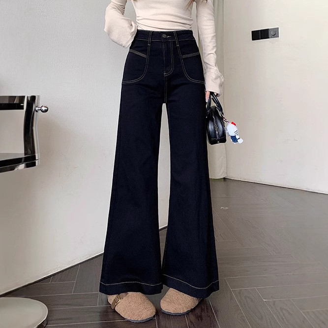 Lenbach Plus Size S-6XL Women's Wide Leg Flared Jean Slimming Straight ...