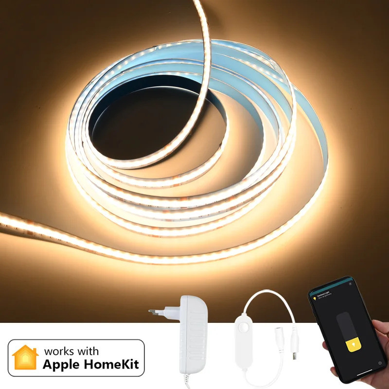 Homekit WiFi Warm White COB LED Strip 12V 1m 2m 3m 4m 5m Flexible ...
