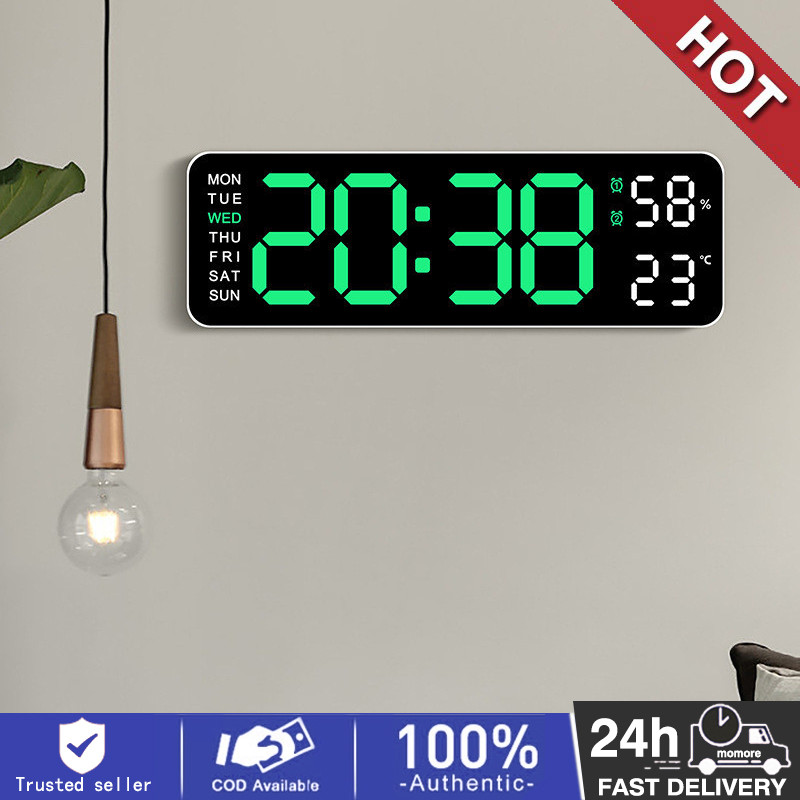 【cod】Digital Wall Clocks LED Alarm Clock Large Display Table Clock Wall ...