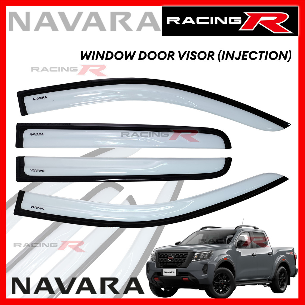 Nissan Navara 2016 to 2025 INJECTION Window Door Rain Visor BLACK WHITE ...