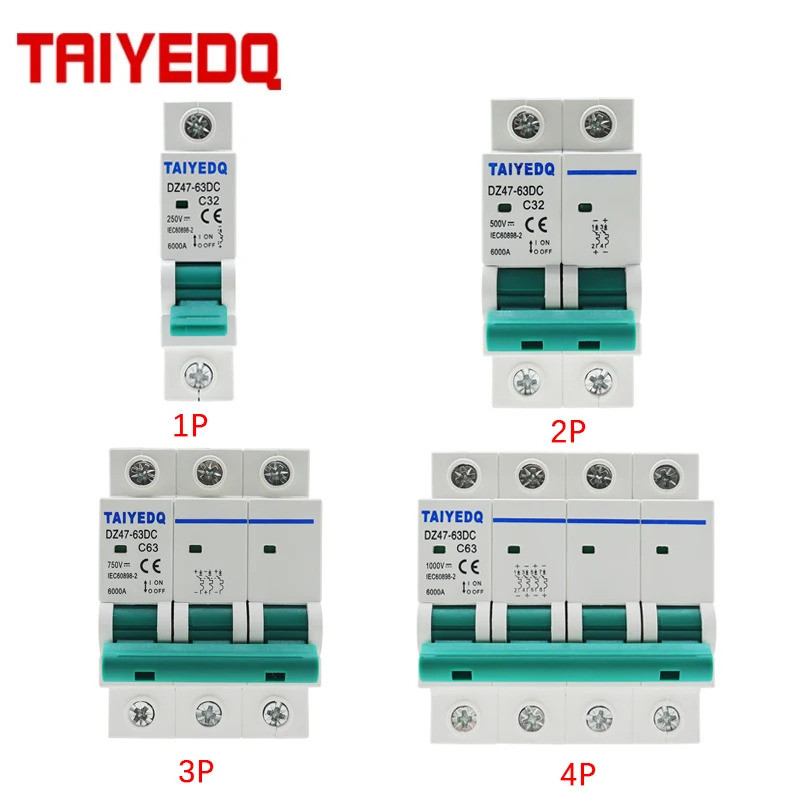 1P 2P 3 P 4P Mini Solar DC Circuit Breaker Photovoltaic PV Switch MCB 500V 16A 32A 40A 50A 63A ...