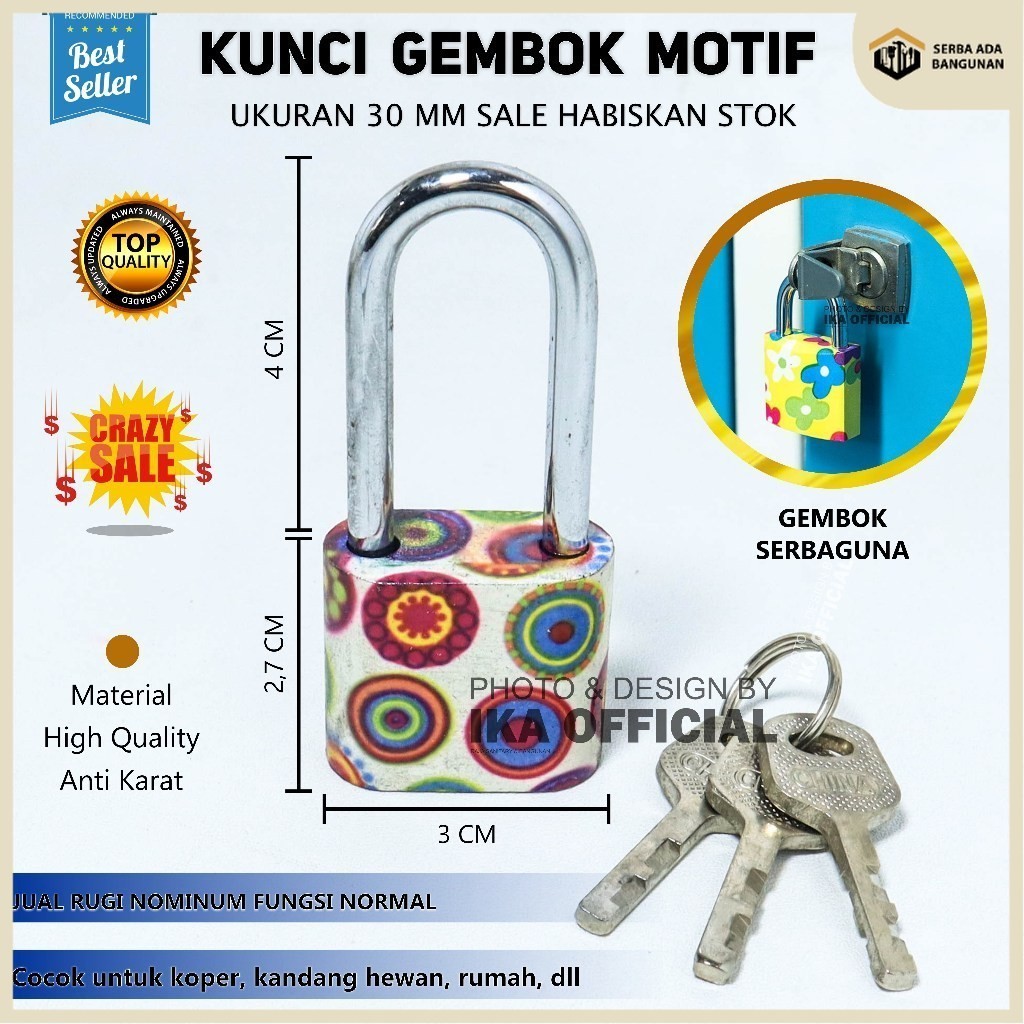 Unique floral pattern padlock 30 lengths stainless steel top security ...