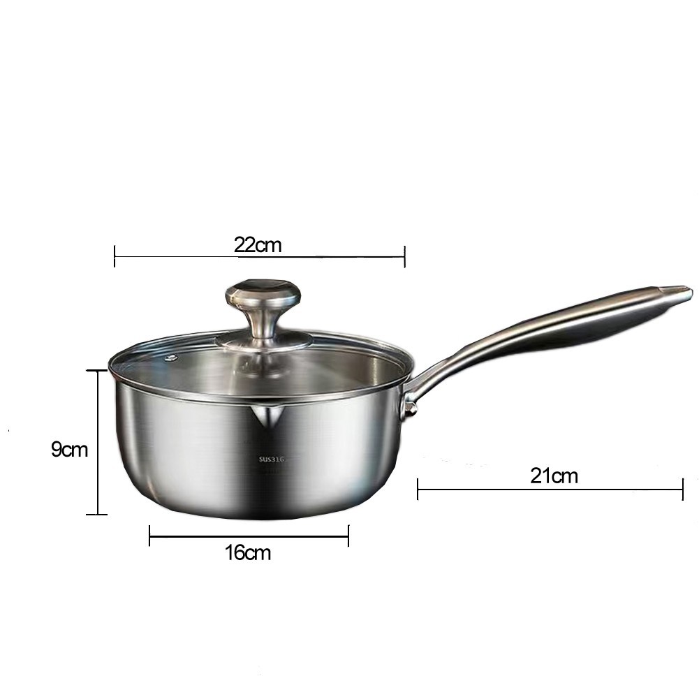 316 Stainless Steel Saucepan Multi-purpose Visible Glass Lid For ...