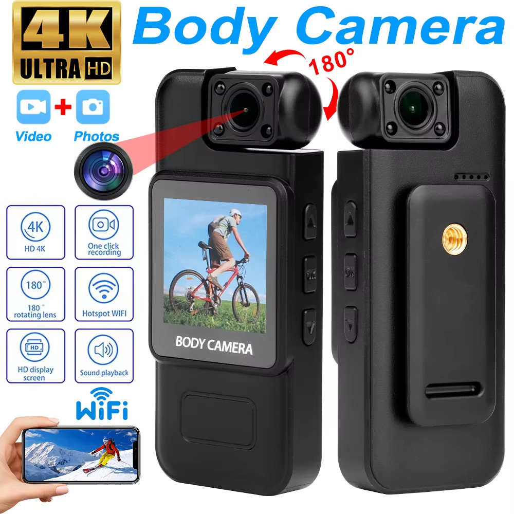 4K HD WiFi Mini Camera Portable Digital Video Recorder Police Body Cam ...