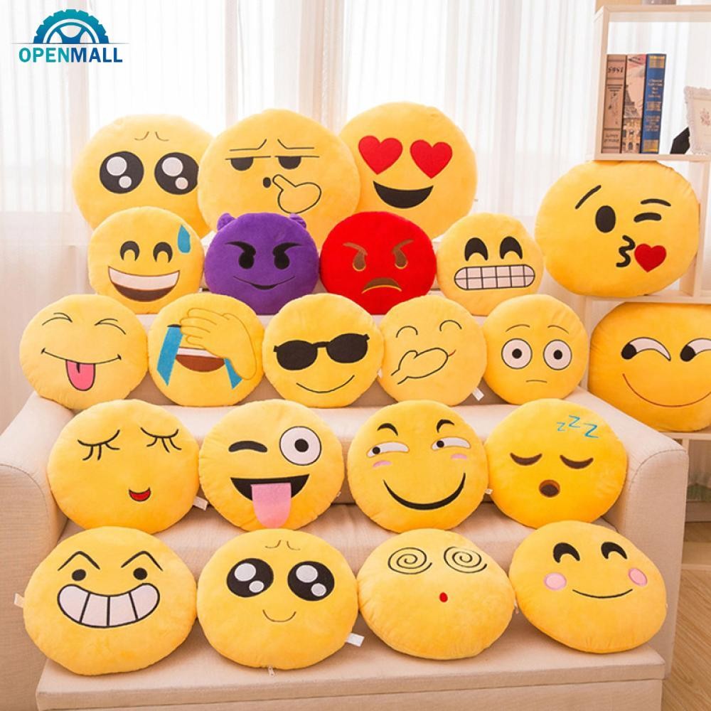 OPENMALL 30CM Soft Emoji Yellow Round Cushion Emoticon Stuffed Plush ...