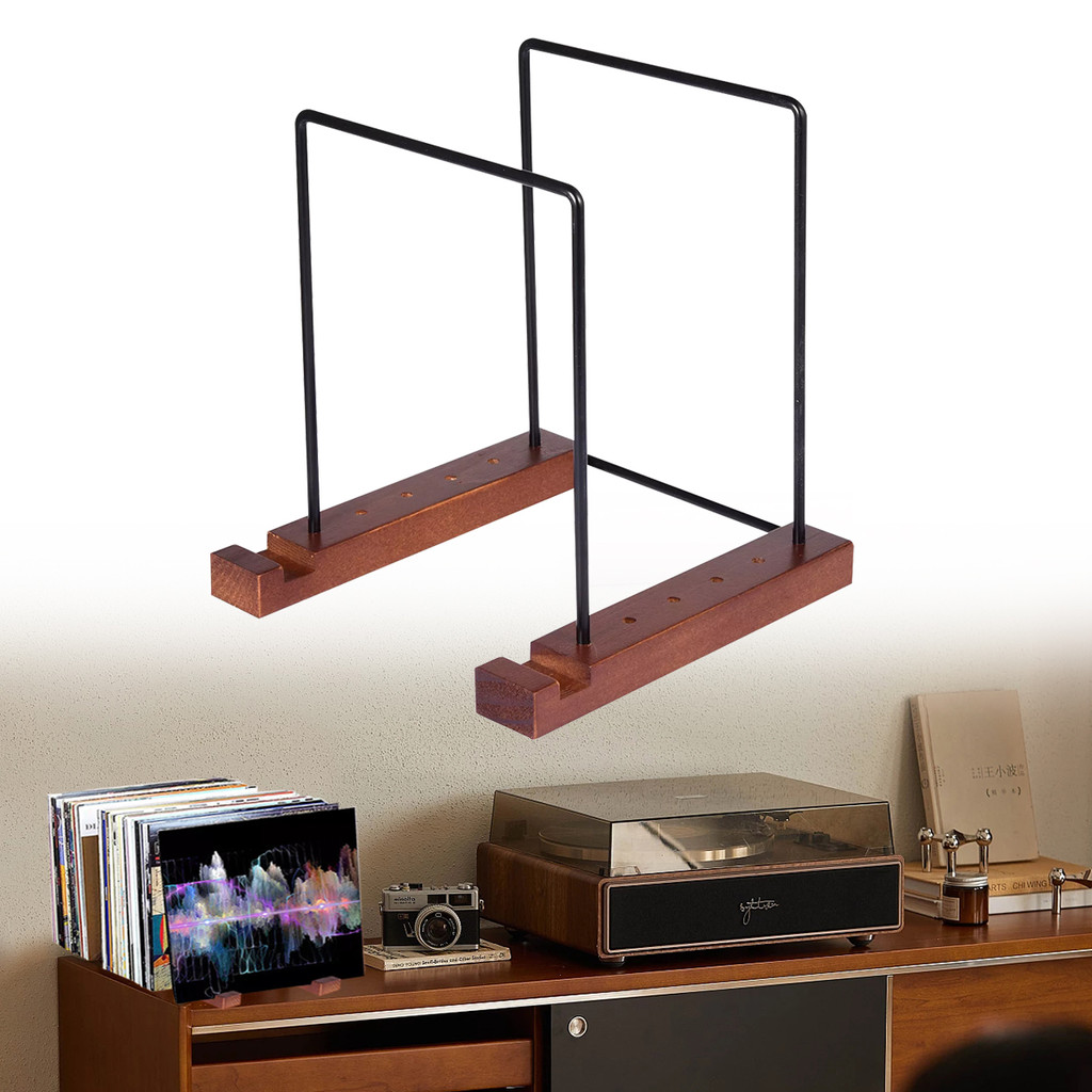 【Ilisland】Classic Record Holder Stand Tabletop Wooden Record Stand ...