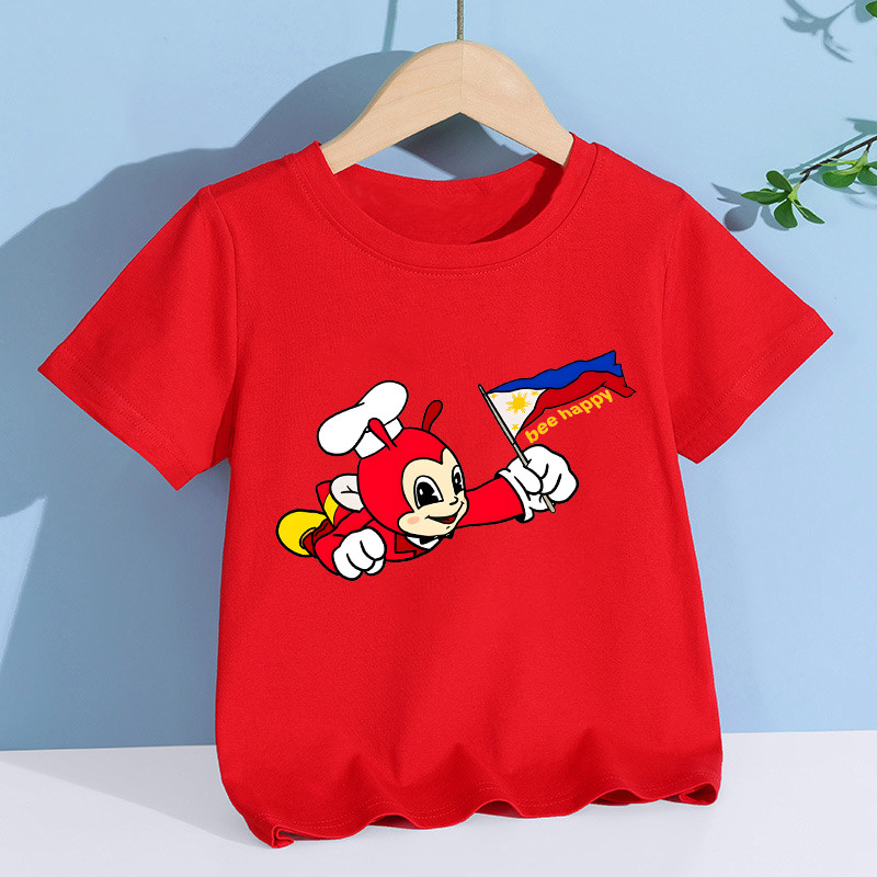 Jollibee Print T-Shirt Boys Girls Red Tee Shirts Jollibee T-shirt Kids ...