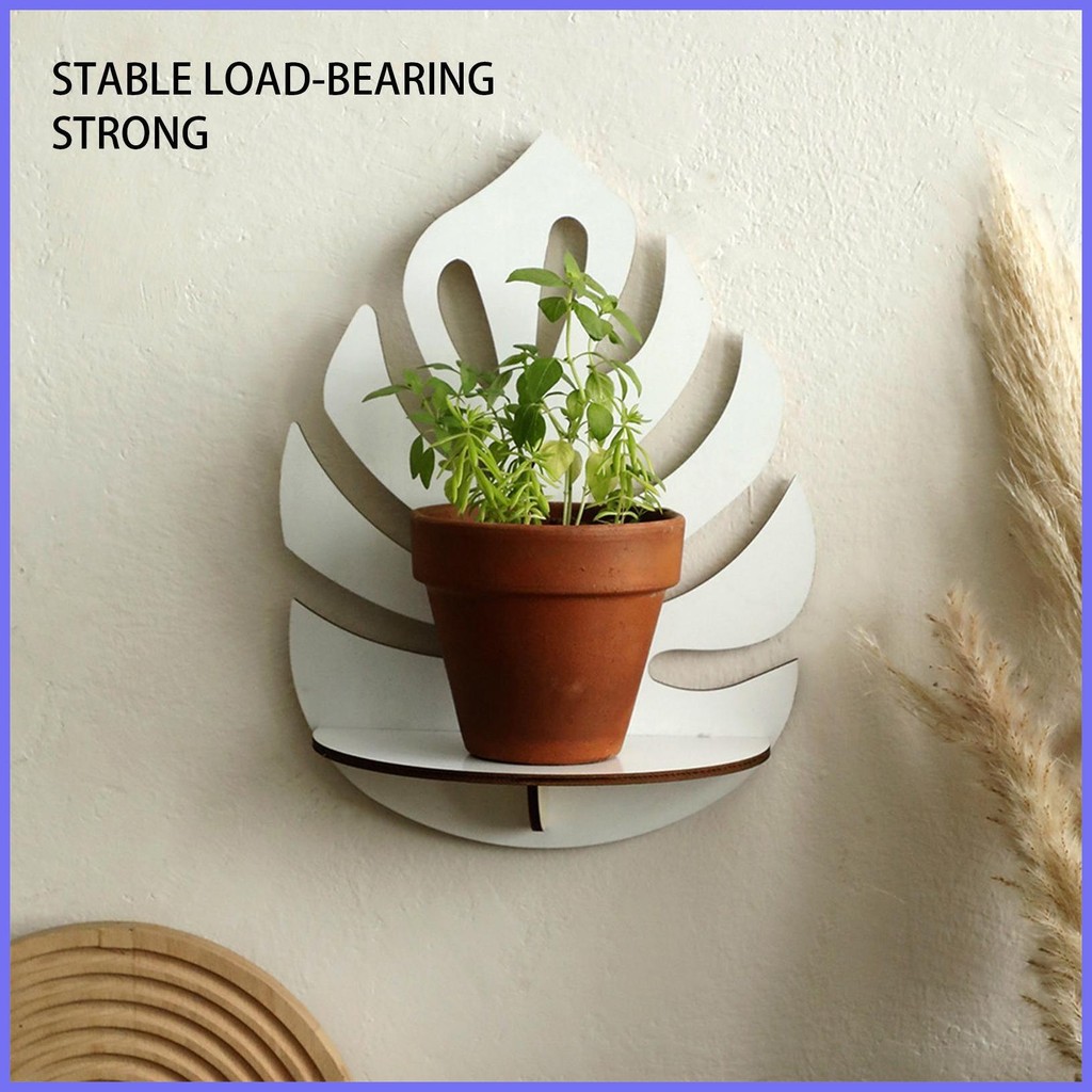 Floating Wall Shelves Wooden Wall-Mounted Storage Rack Wooden Leaves ...