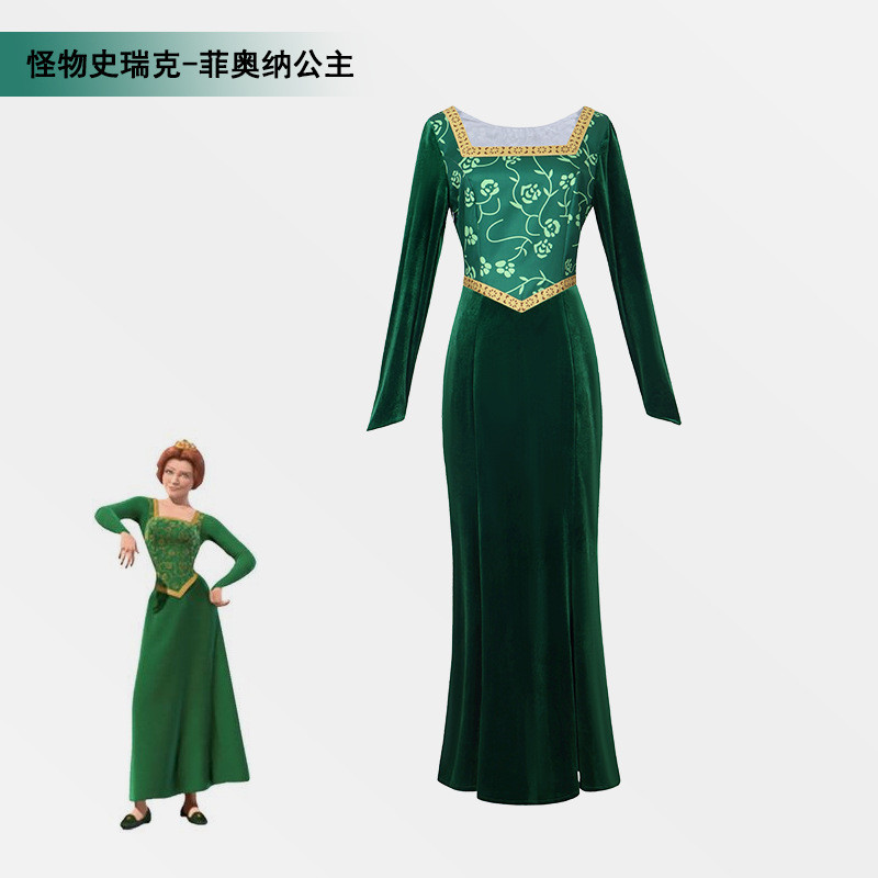 Halloween Monster Shrek COS Princess Fiona cosplay Green Dress Stage ...