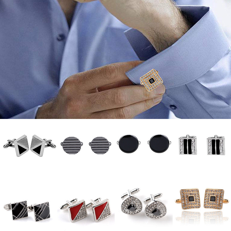 Men's Crystal Cufflinks Classic Shirt Cuff Links For Party Wedding ...
