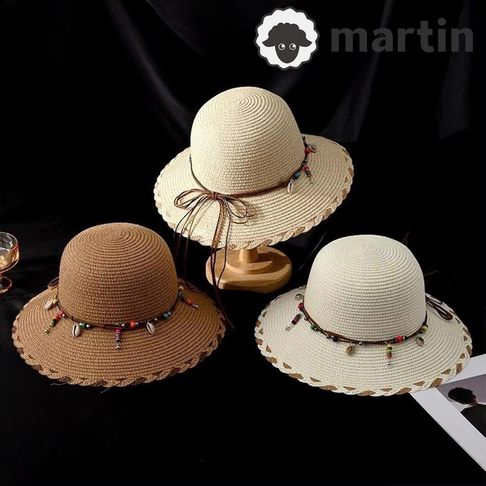MARTIN Bohemian Beaded Strap Straw Hat, Western Country Style Spring ...