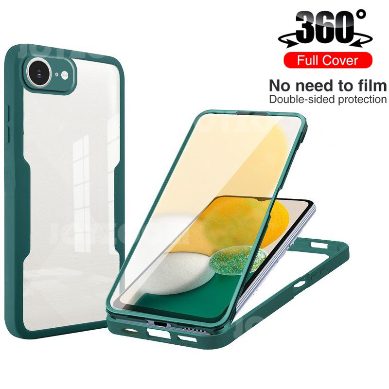 360 Full Cover Case For iPhone 16e Shockproof Transparent Acrylic Front ...