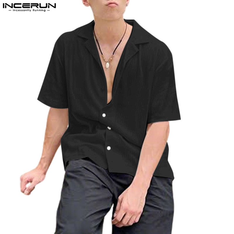 INCERUN Men's Fashion Dark Striped Texture Sleeveless Shirt | Shopee ...