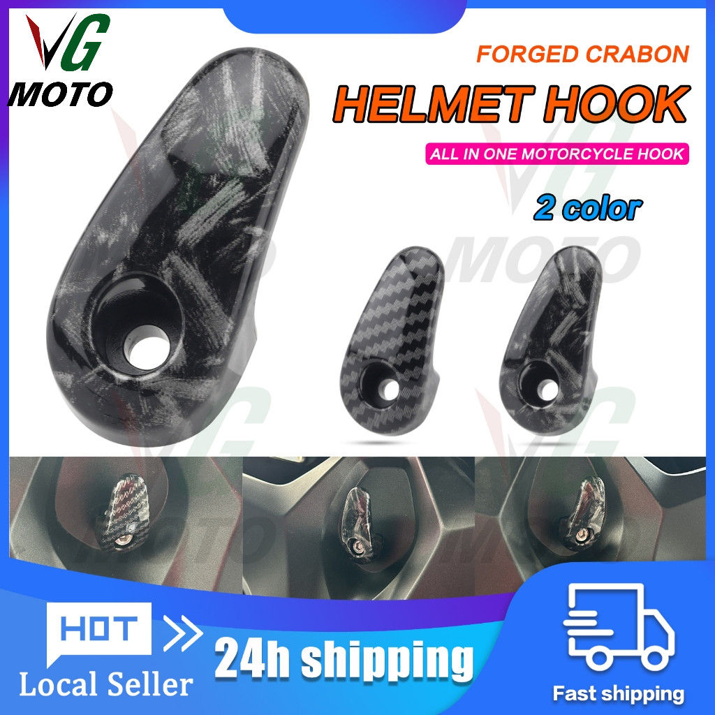 HELMET HOOK CARBON/FORGED CARBON UNIVERSAL FOR YAMAHA HONDA NMAX AEROX ...