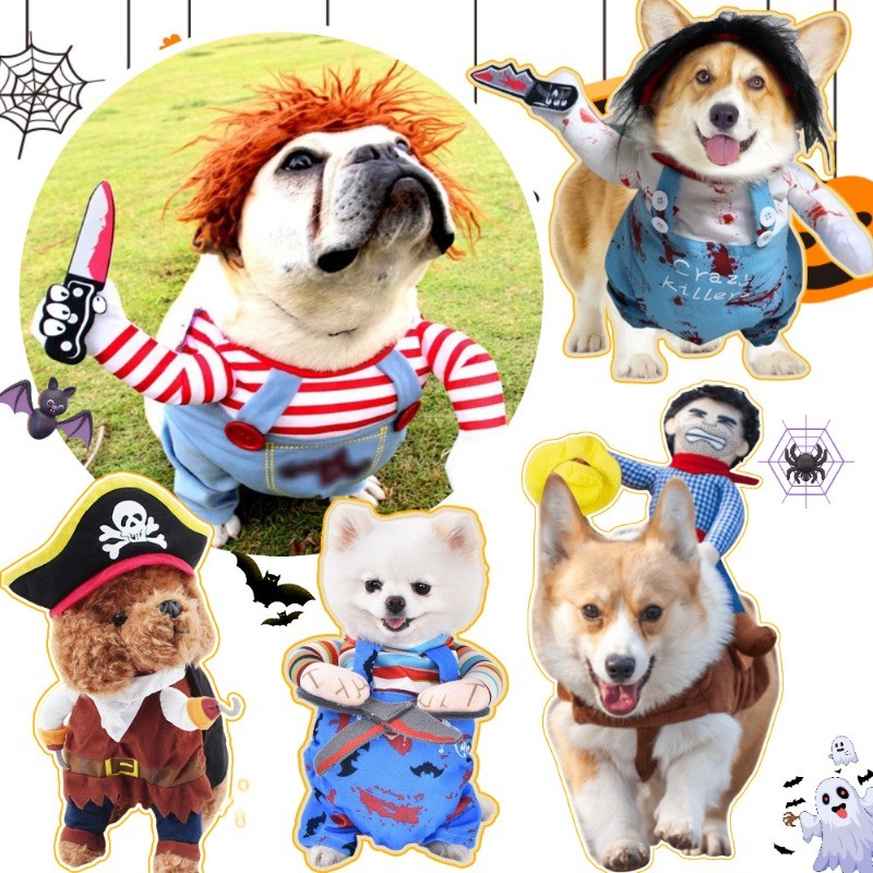 Pet Halloween Costume Chucky Pet Jacket Funny Scary Transformation ...