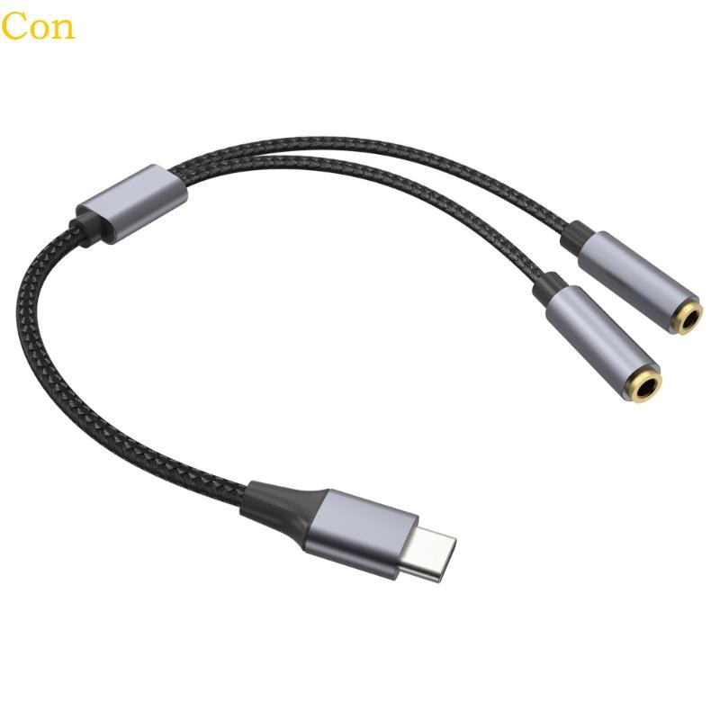 Con USB C Earphone Aux Music Cable TypeC Male to Double 3 5mm Female ...