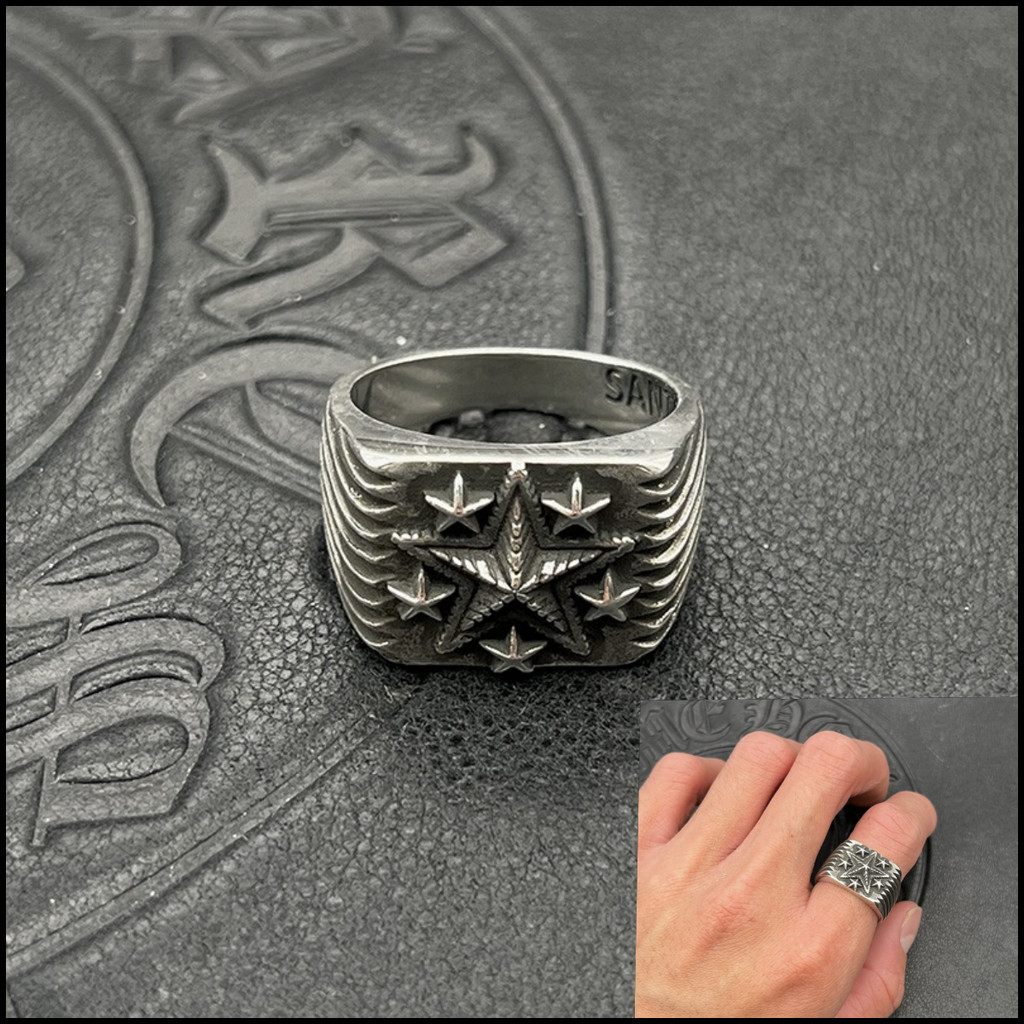 CODY SANDERSON Silver 925 Six Pentagram Wide Rings, Retro Punk Gothic ...